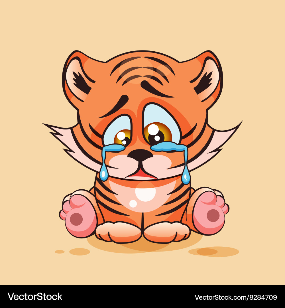 Sad tiger cub crying Royalty Free Vector Image