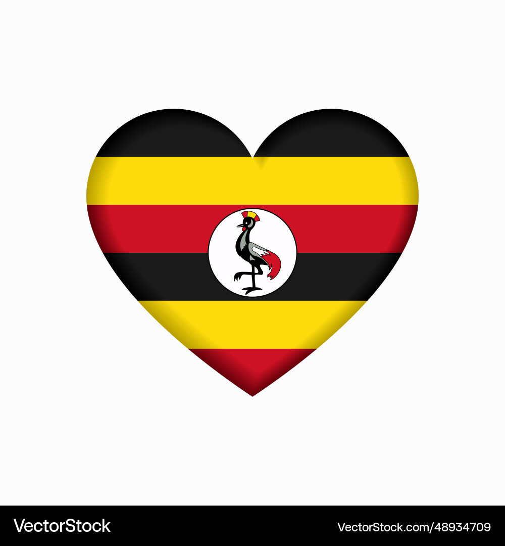 Ugandan flag heart-shaped sign Royalty Free Vector Image