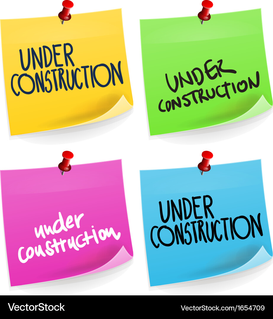 Under construction sticky note Royalty Free Vector Image