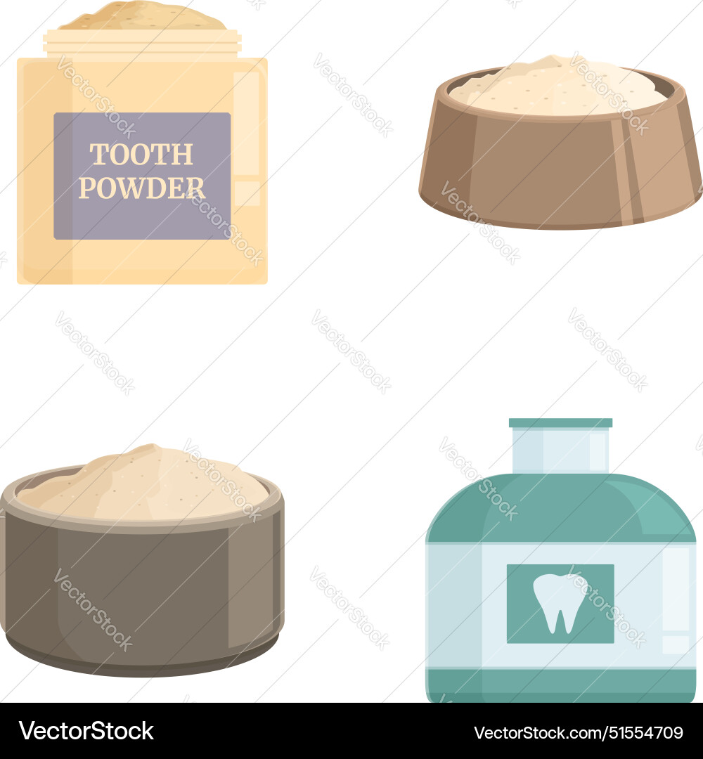 Various tooth powder containers set Royalty Free Vector