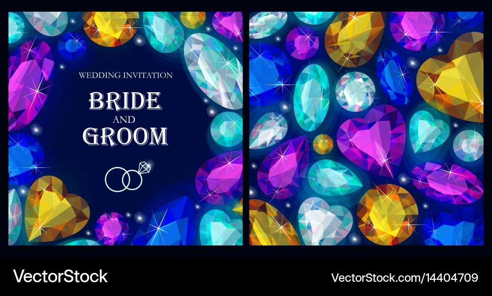 Wedding invitation with varicolored gems Vector Image