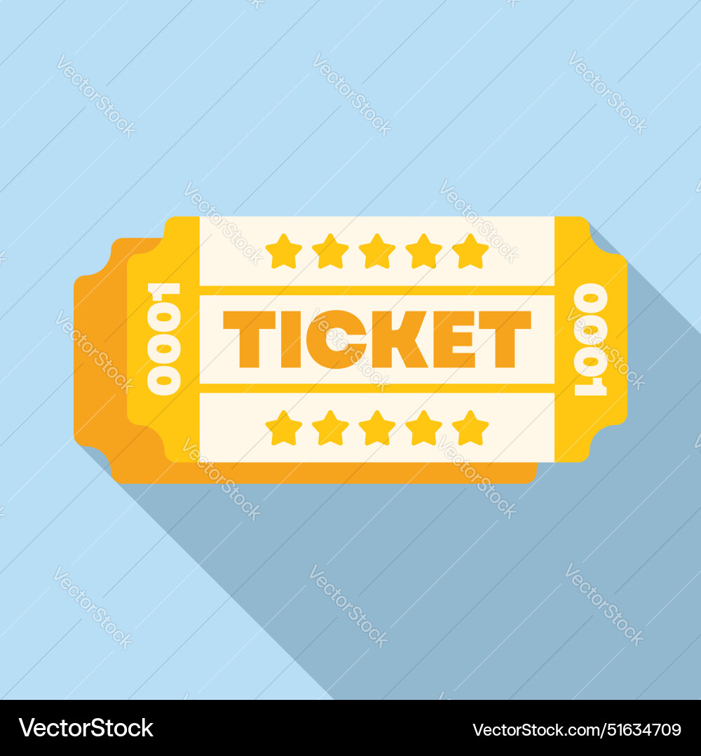 Yellow ticket granting access with five stars Vector Image