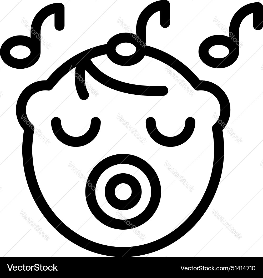 Cartoon baby face with musical notes Royalty Free Vector