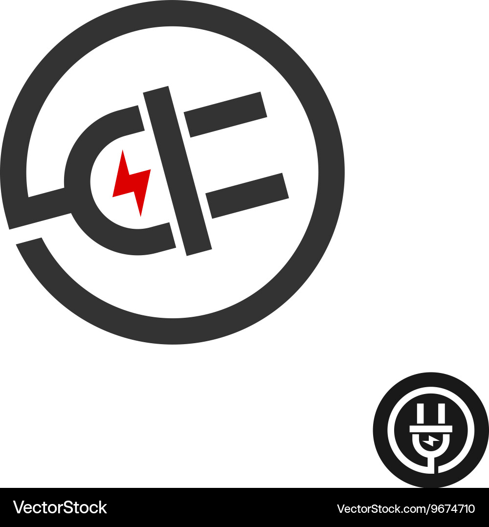 Electric plug in wire icon power source logo Vector Image