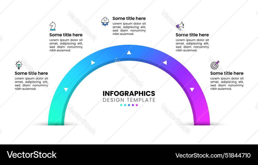 Infographic template semicircle with arrows and 5 Vector Image