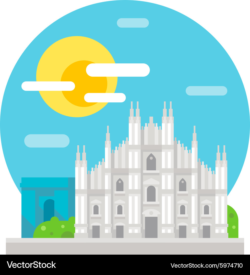 Milan cathedral flat design landmark Royalty Free Vector