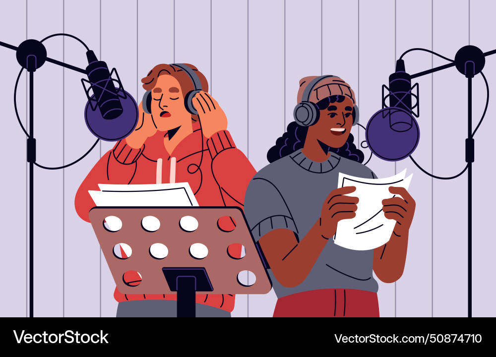 Musicians on sound record studio professional Vector Image