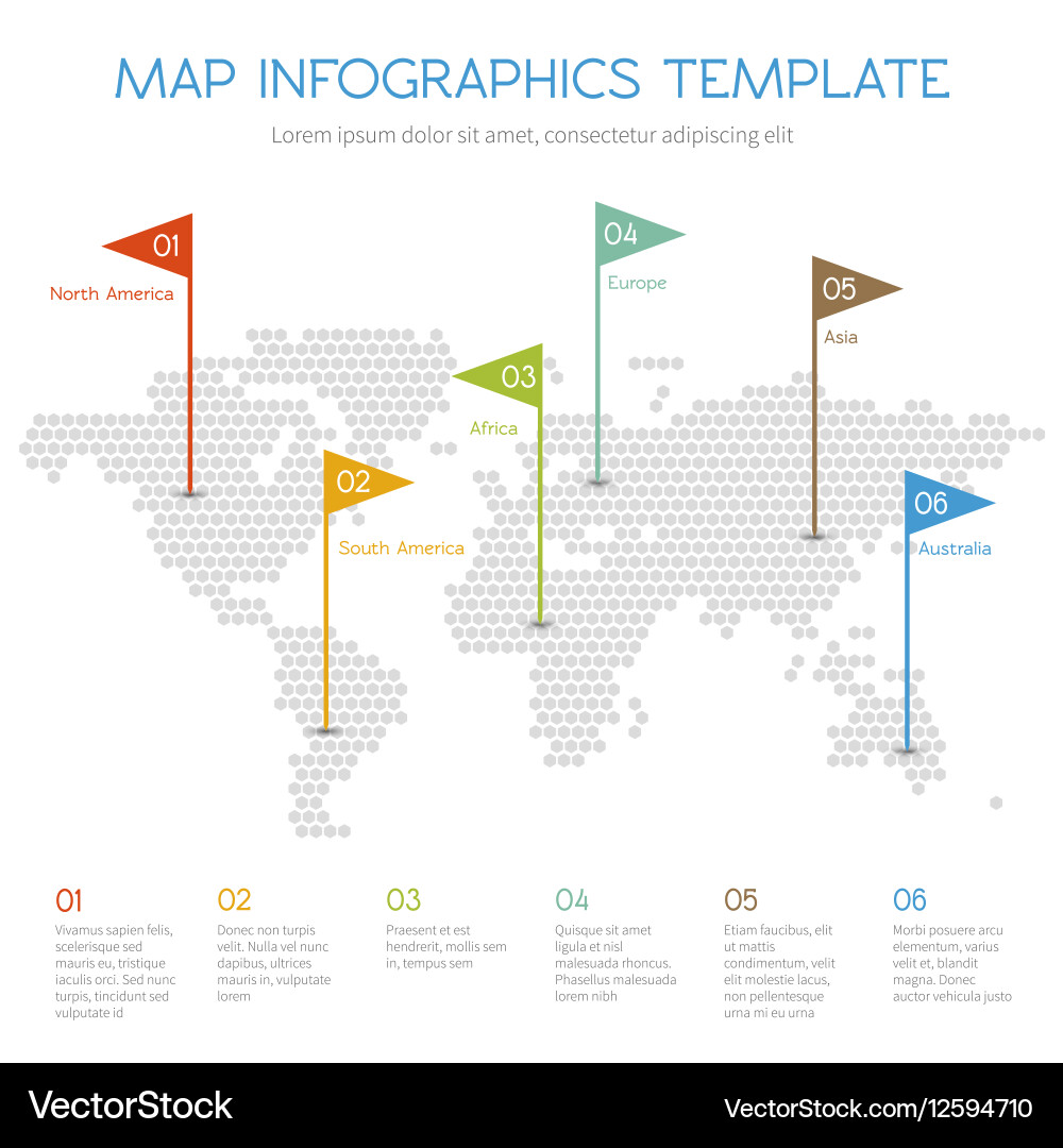 World map of hexagon internet infographic Vector Image