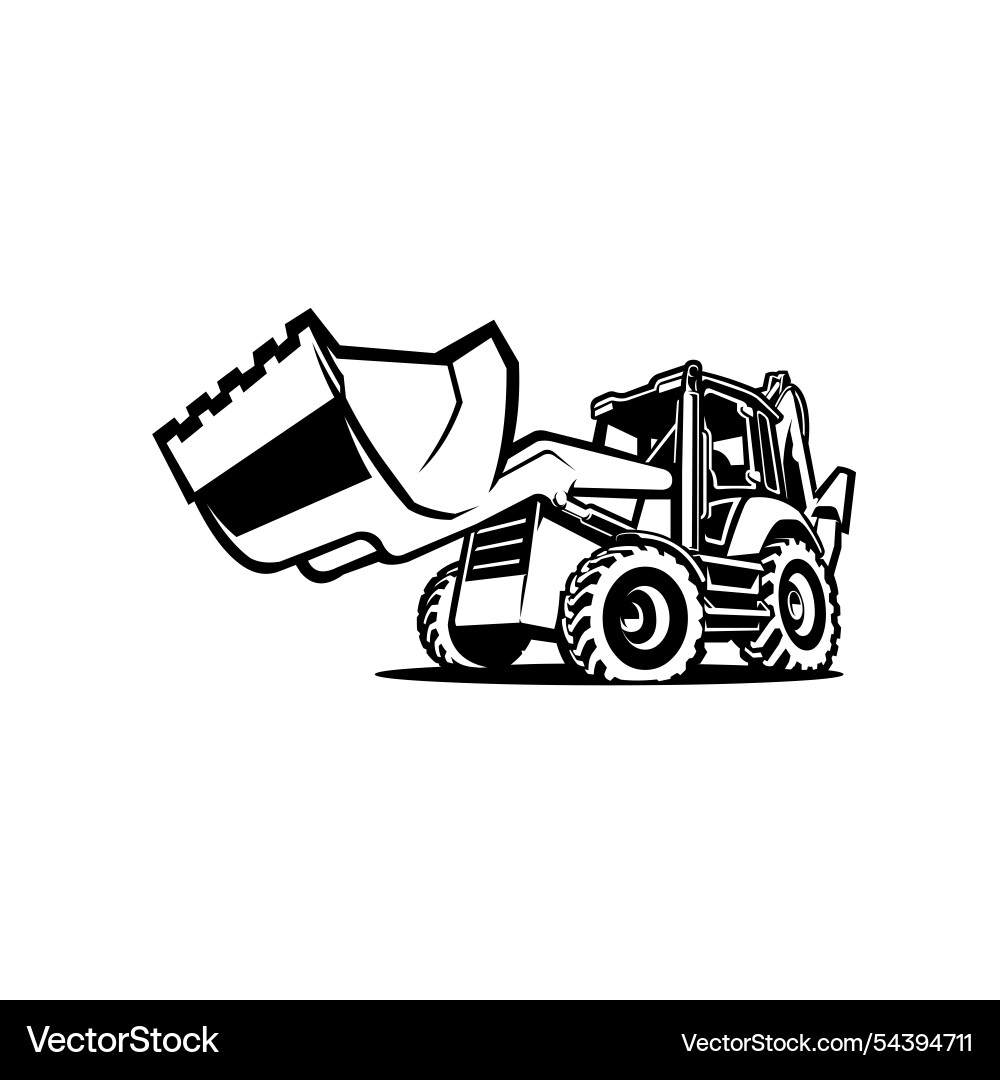 Backhoe loader monochrome isolated Royalty Free Vector Image