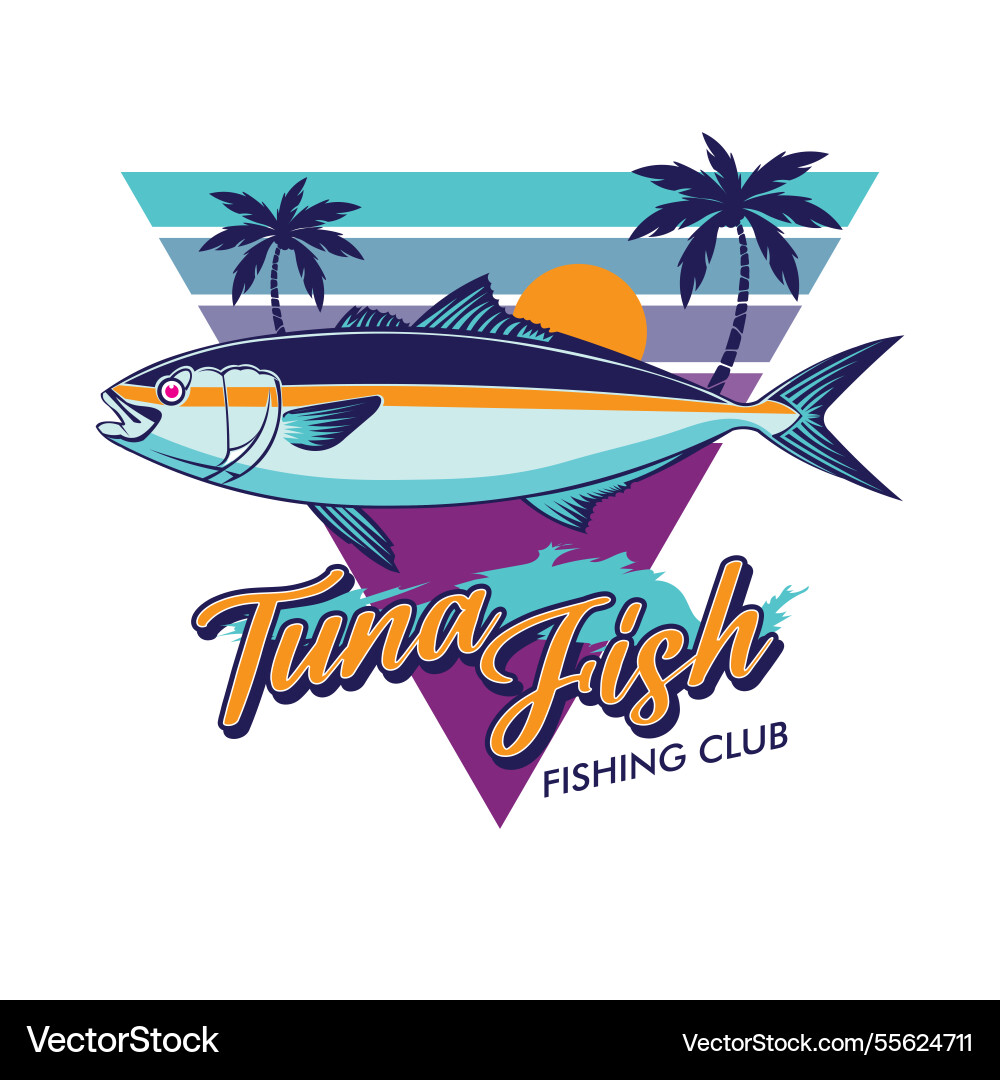 Blue tuna fish pop color design Royalty Free Vector Image