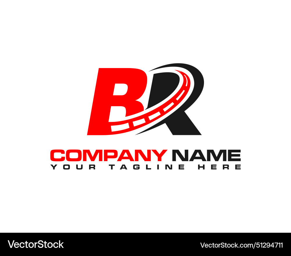 Br letter with road way highway text type logo Vector Image