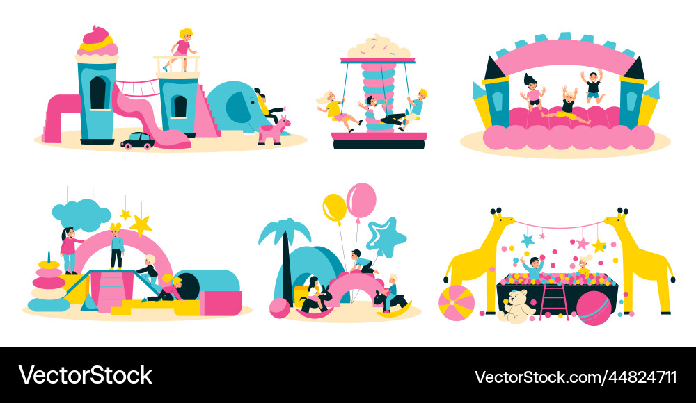 Children playroom compositions set Royalty Free Vector Image