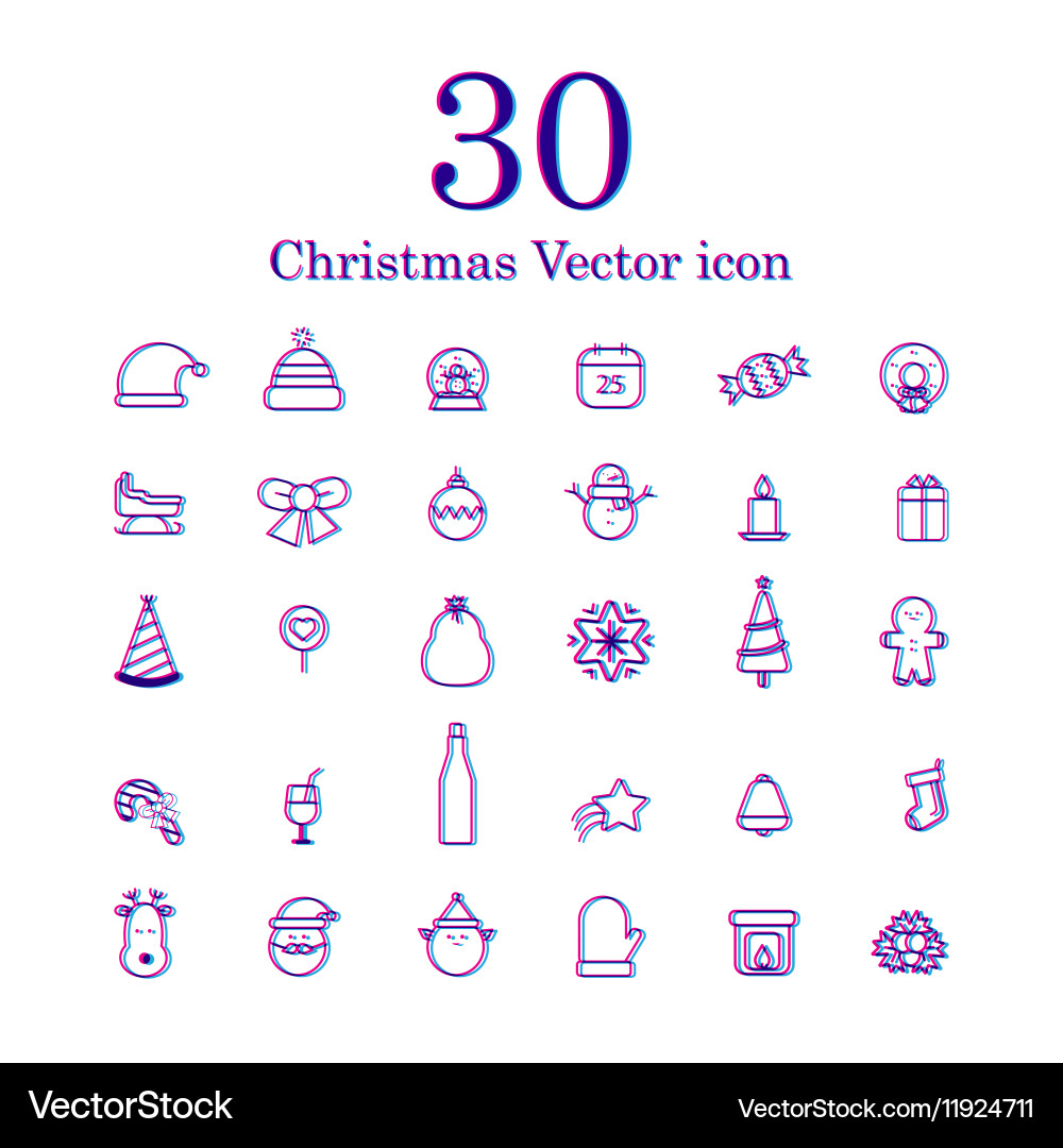 Christmas line icon set Royalty Free Vector Image