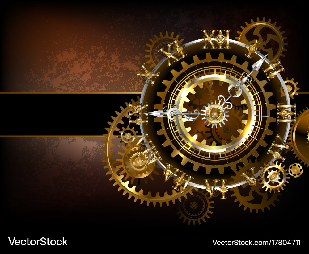 Clock with gears Royalty Free Vector Image - VectorStock