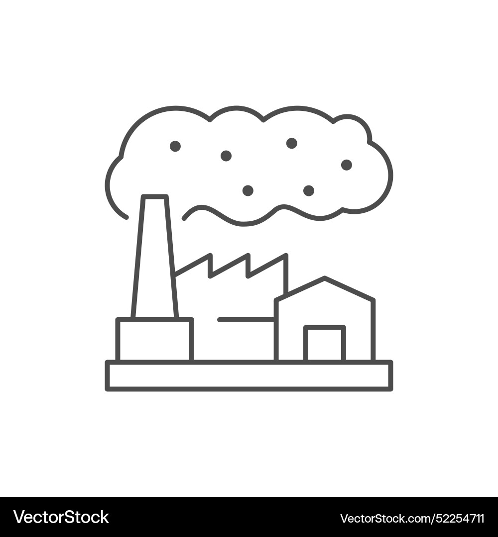 Factory pollution line outline icon Royalty Free Vector