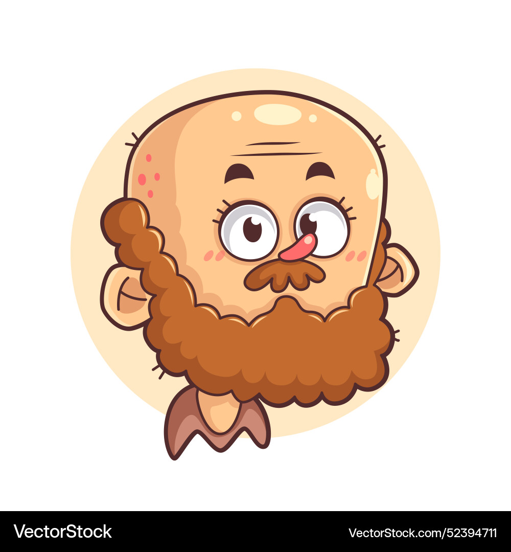Hand drawn bald head cartoon Royalty Free Vector Image