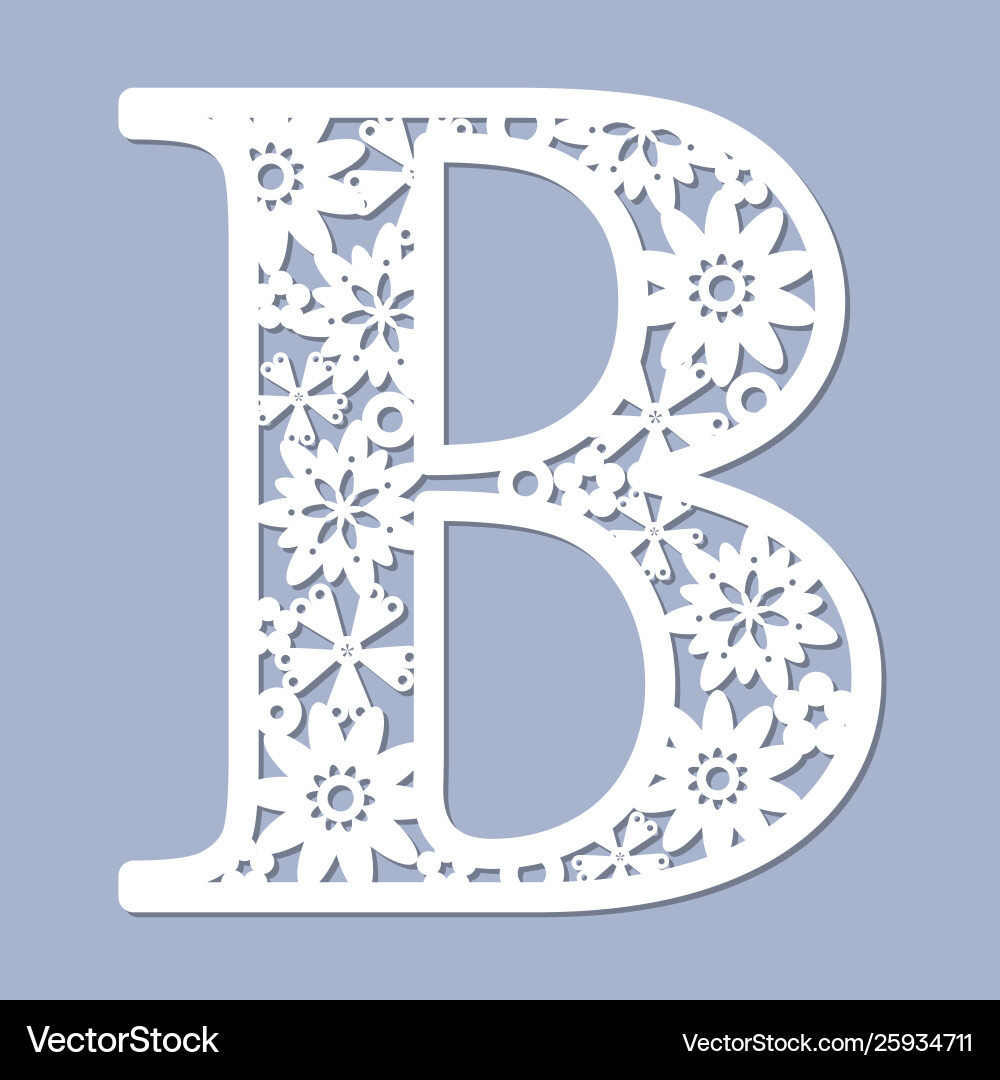 Laser cutting pattern letter b Royalty Free Vector Image