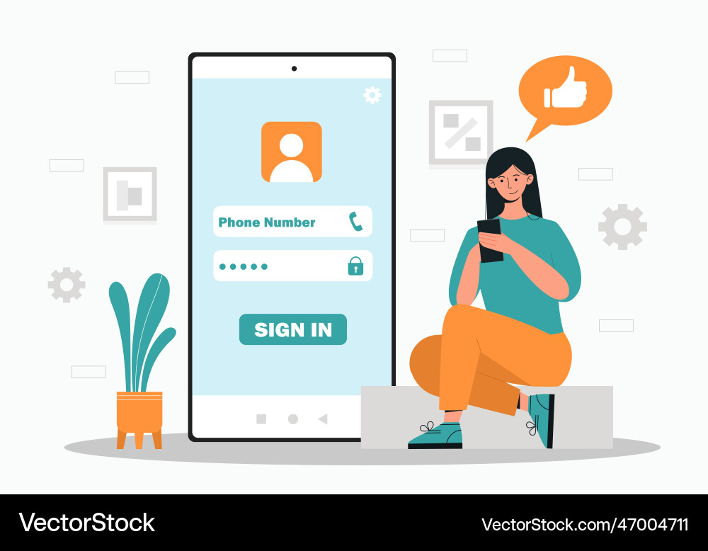 Login system concept Royalty Free Vector Image