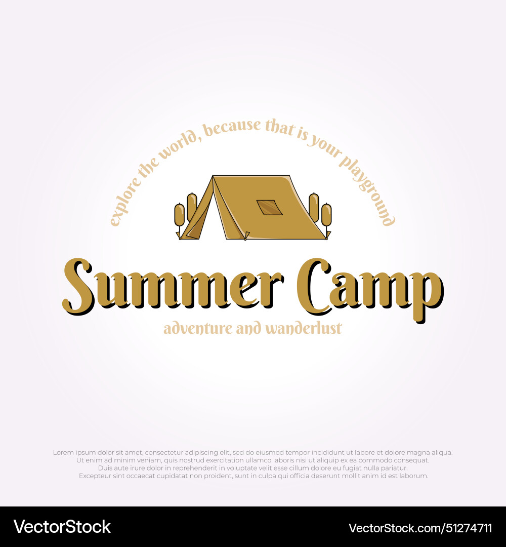 Simple tent camp logo design for outdoor Vector Image