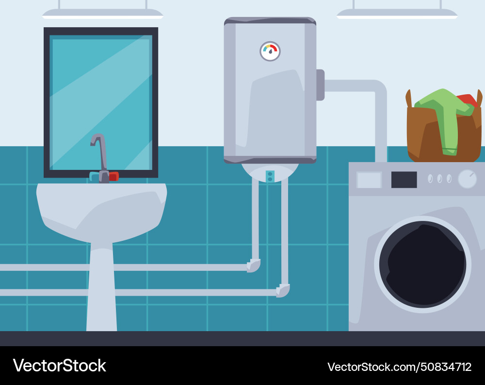 Boiler electronic water heater on the wall Vector Image