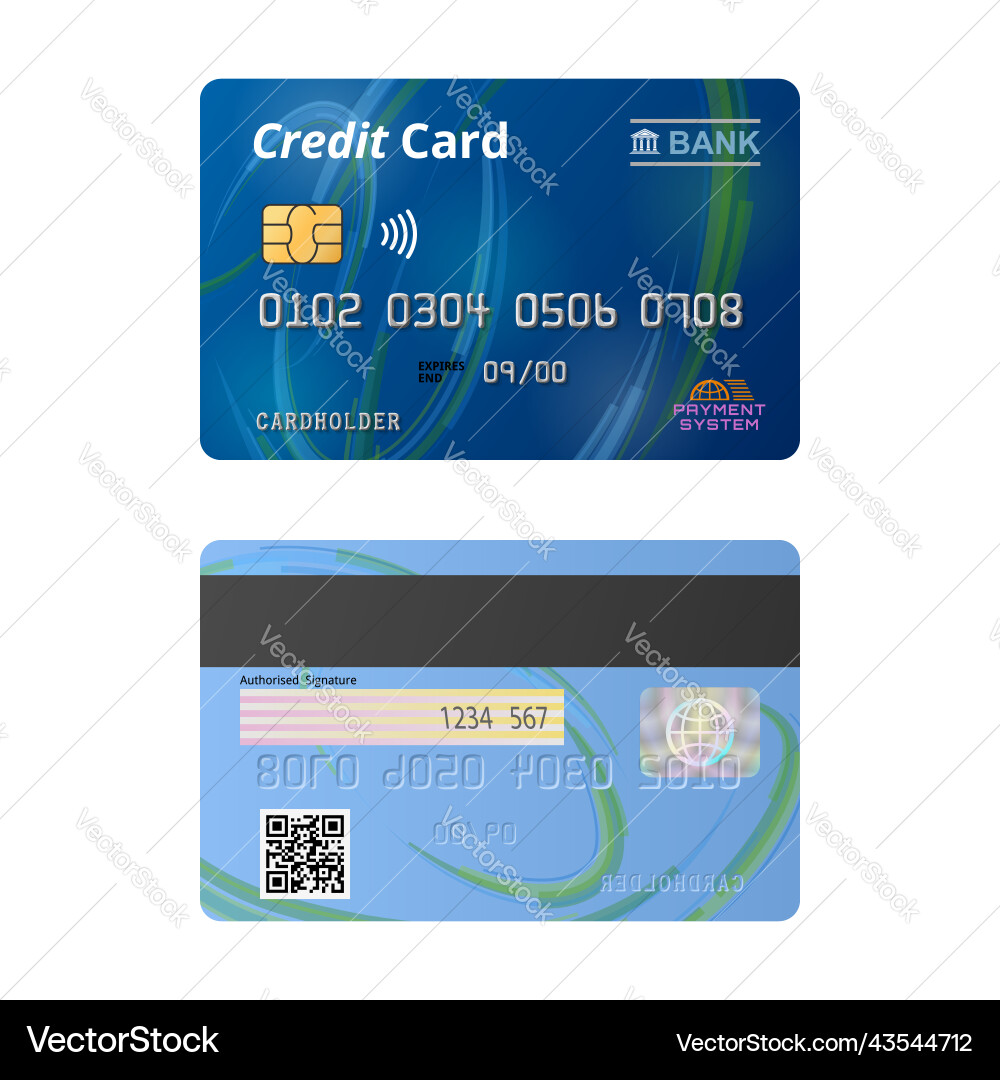 Visa Card Front And Back Vector Credit Cards, Front And Back View