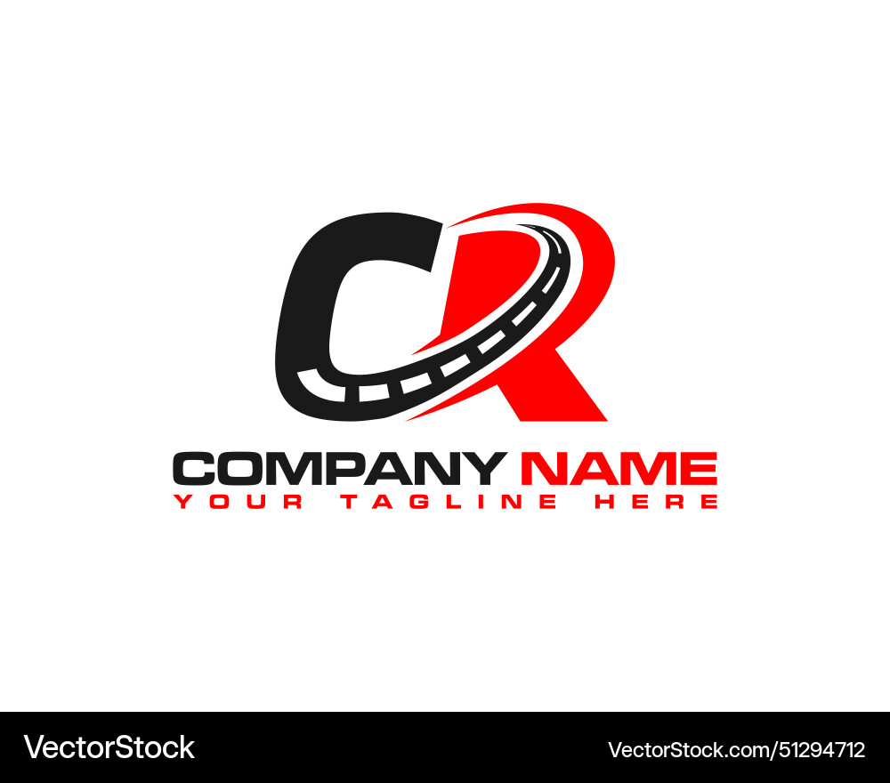 Cr letter with road way highway text type logo Vector Image