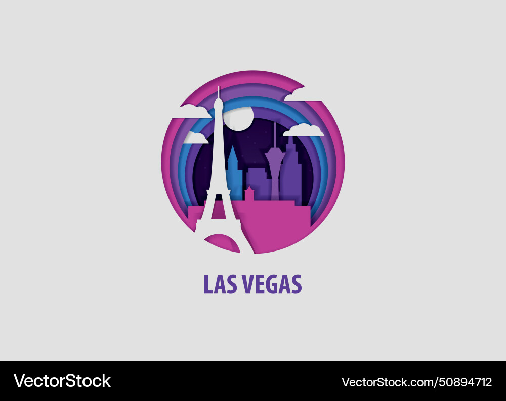 Creative paper cut layer craft las vegas origami Vector Image