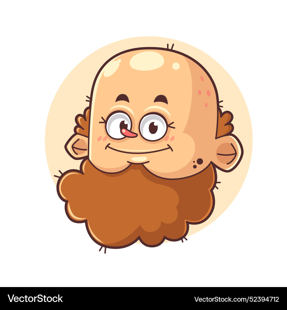 Hand drawn bald head cartoon Royalty Free Vector Image