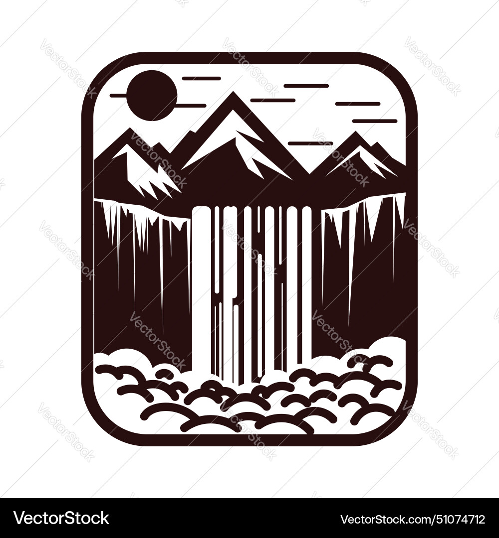 Rectangle vintage retro mountain waterfall Vector Image