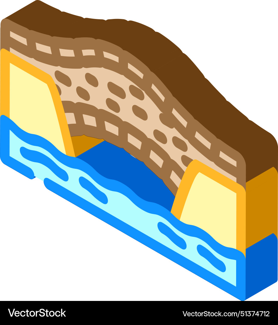 Stone bridge isometric icon Royalty Free Vector Image