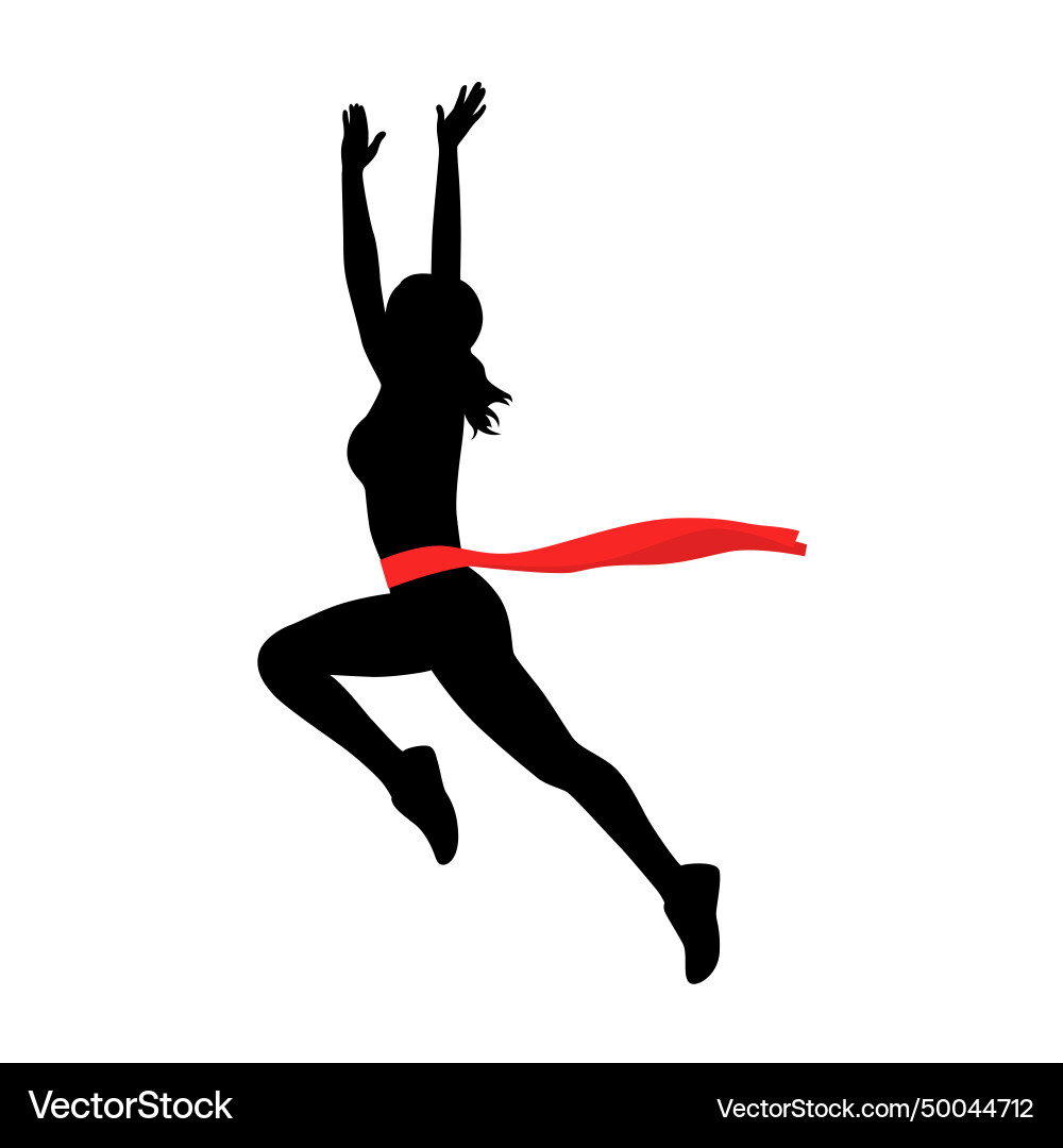 Woman runner running a marathon wins Royalty Free Vector