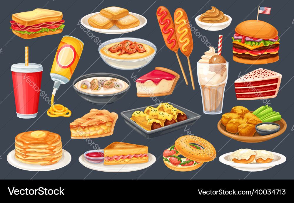 American Food Icons Royalty Free Vector Image - VectorStock