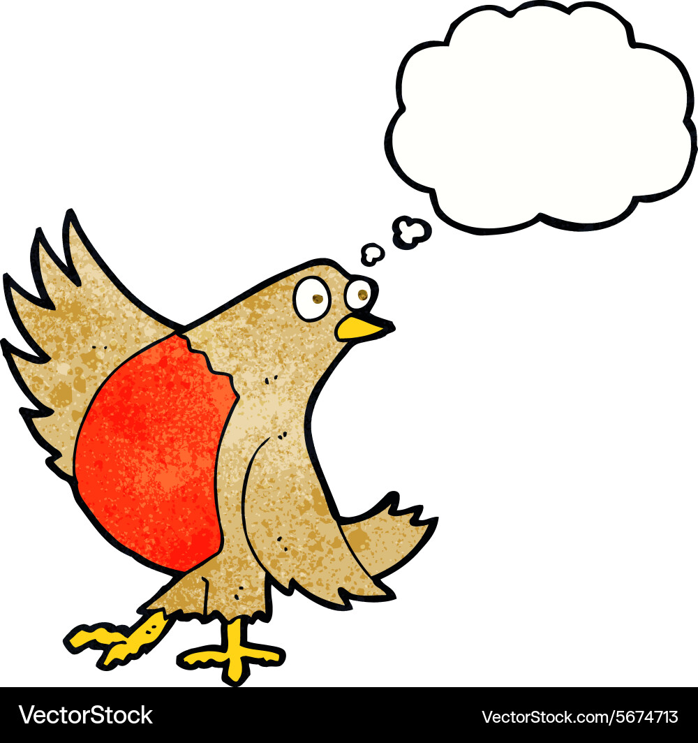 Cartoon dancing robin with thought bubble Vector Image