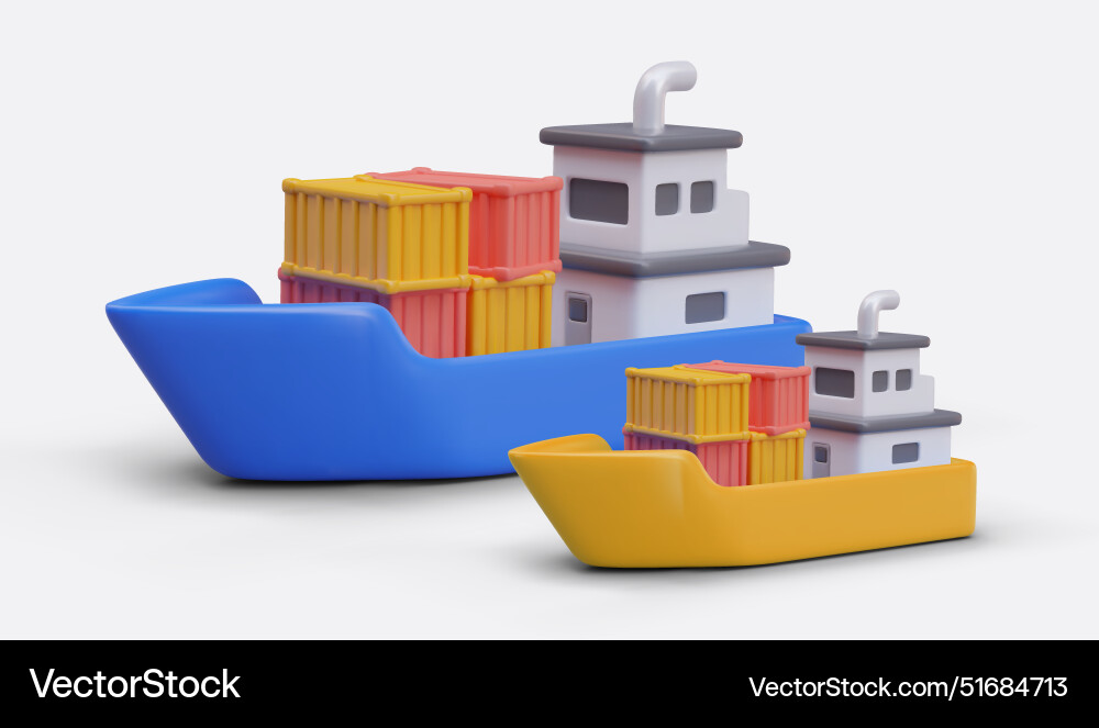 Composition with big and small tanker ships Vector Image