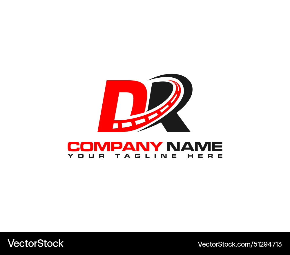 Dr letter with road way highway text type logo Vector Image