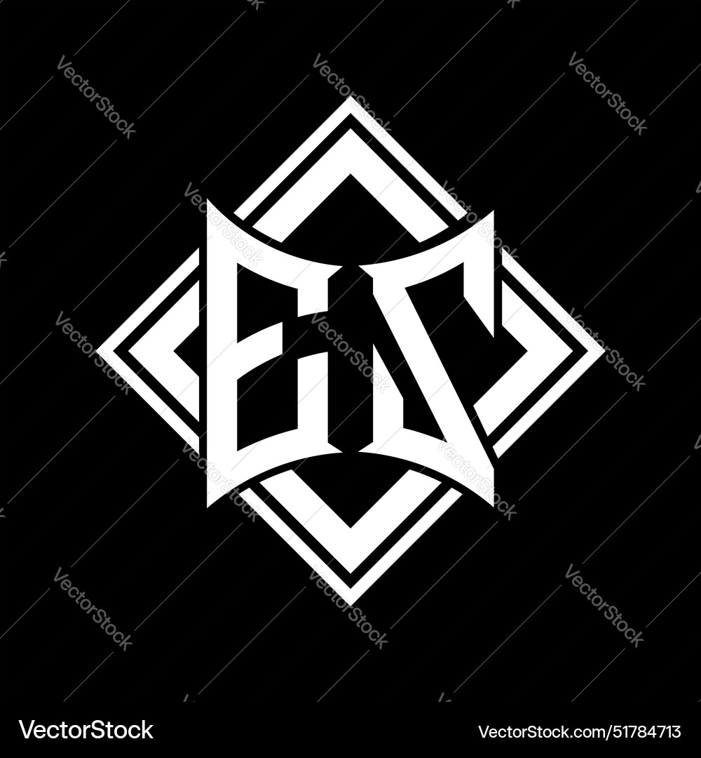 Ez letter logo abstract shield shape with square Vector Image