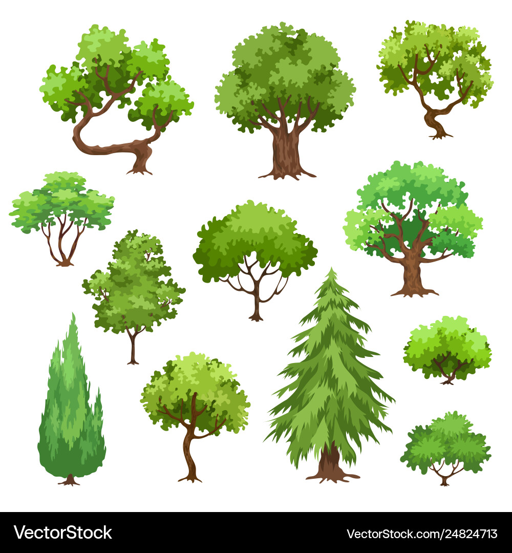 Green trees collection Royalty Free Vector Image