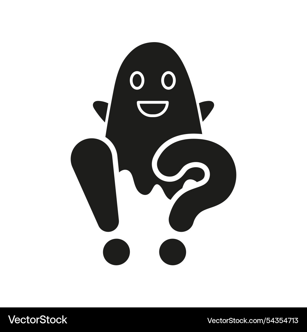 Happy ghost with exclamation and question mark Vector Image