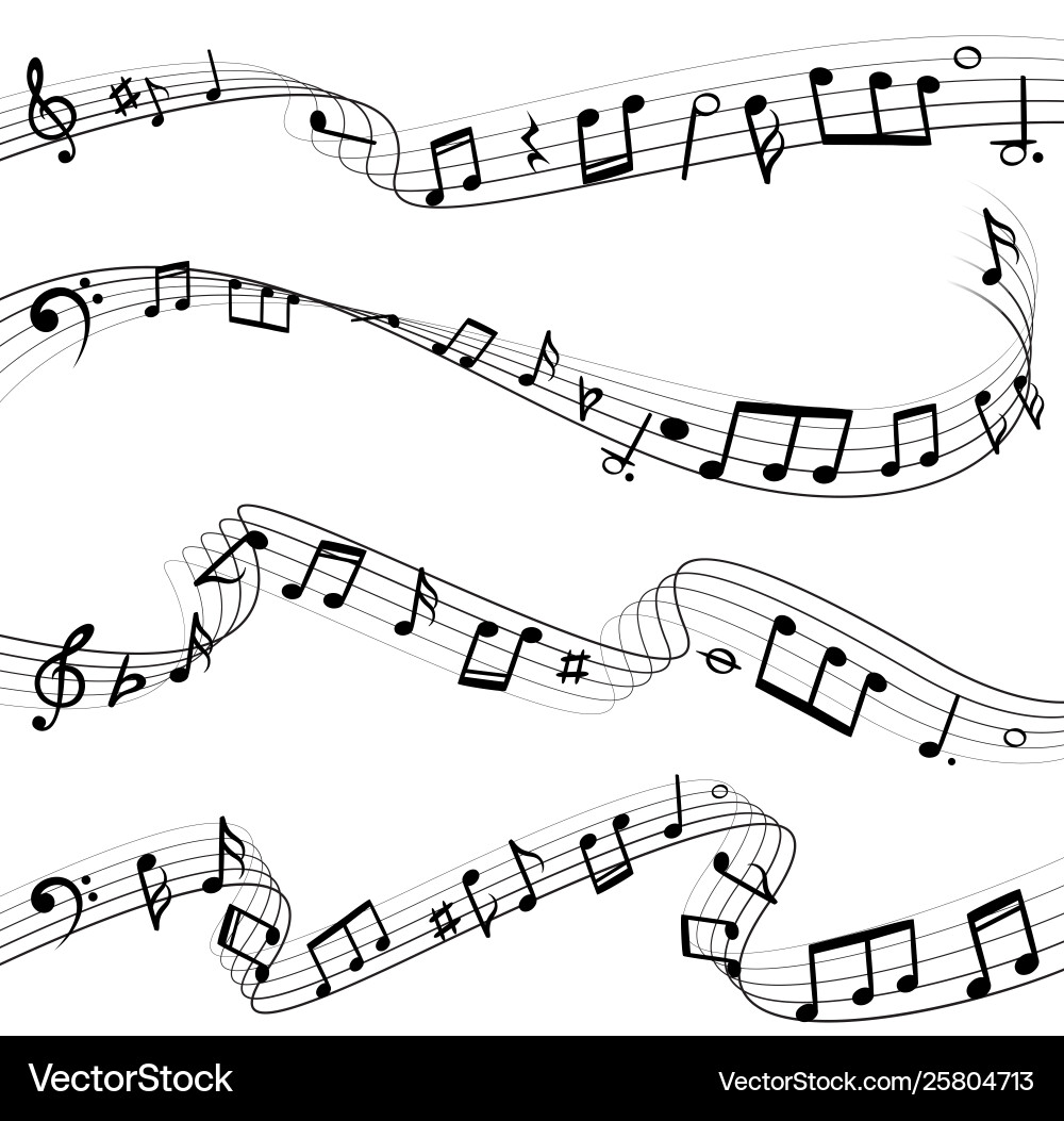 Music notes flowing musical note key composition Vector Image