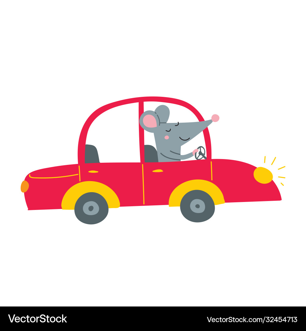 Rat driving red car Royalty Free Vector Image - VectorStock