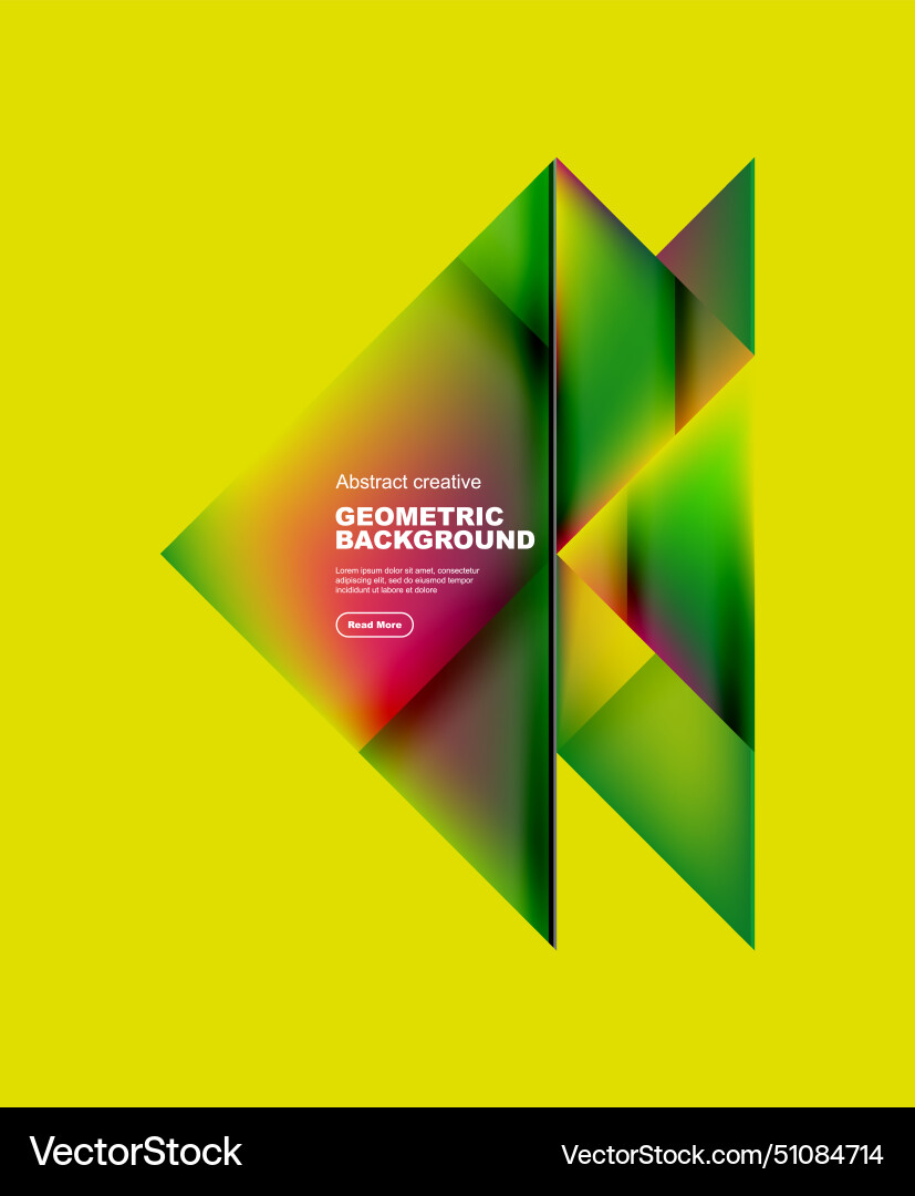 A yellow background with green and red geometric Vector Image