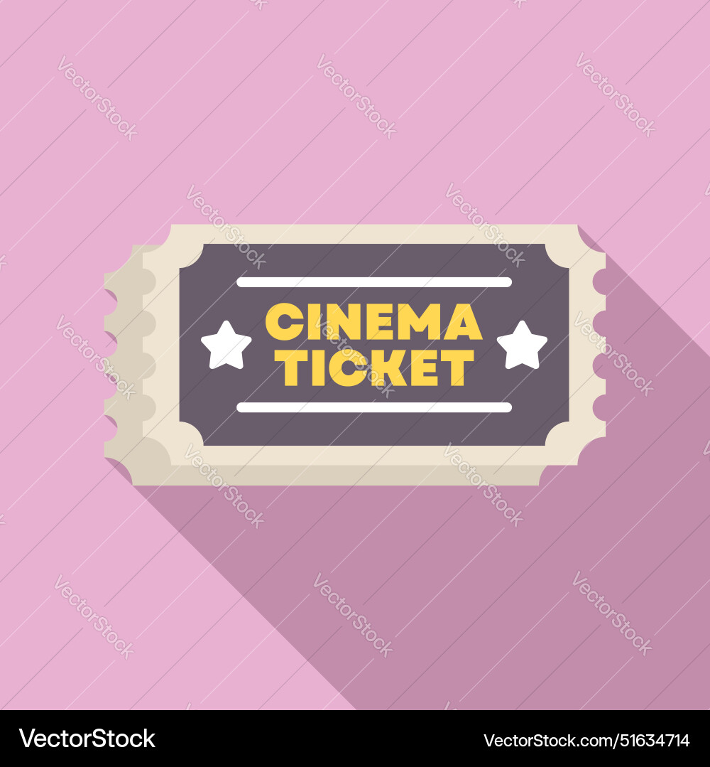 Cinema ticket lying on pink background with shadow