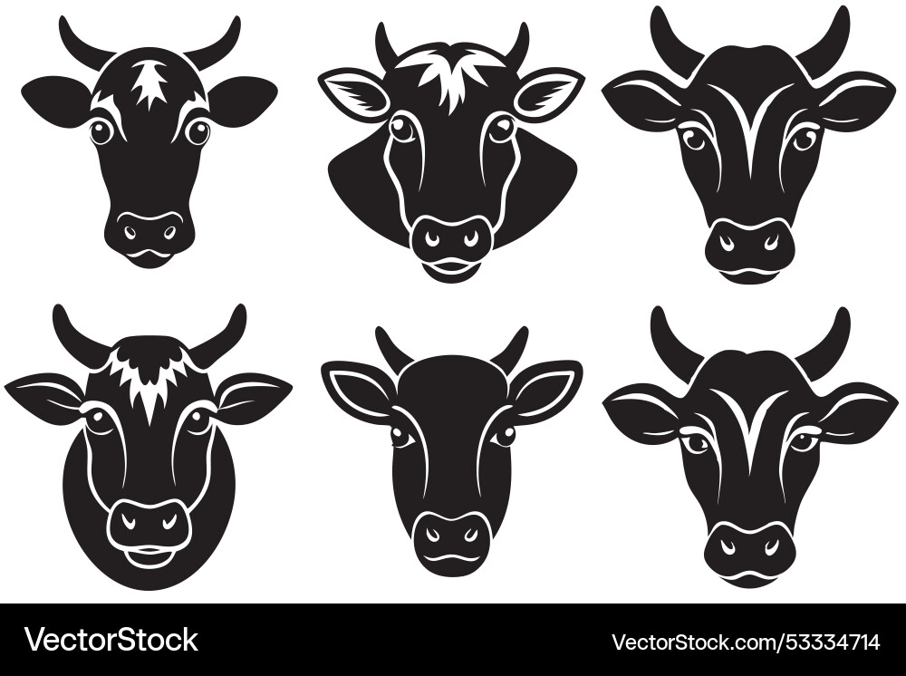 Cow head silhouette Royalty Free Vector Image - VectorStock