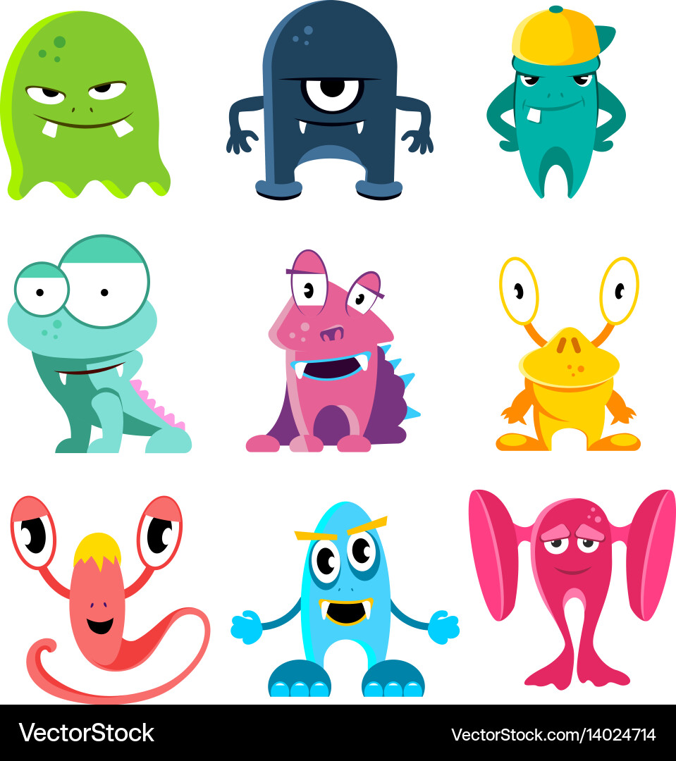 Cute cartoon monsters Royalty Free Vector Image