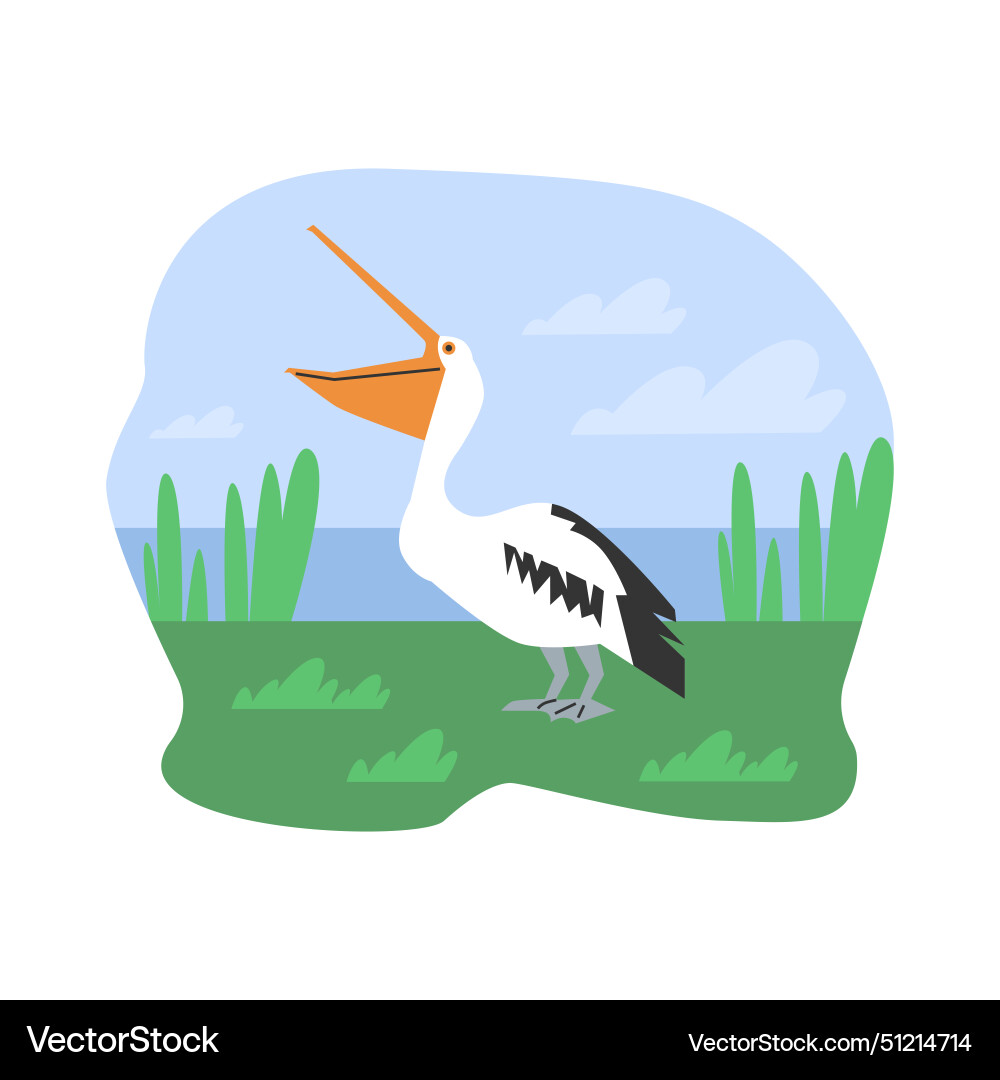 Flat of a charming pelican Royalty Free Vector Image