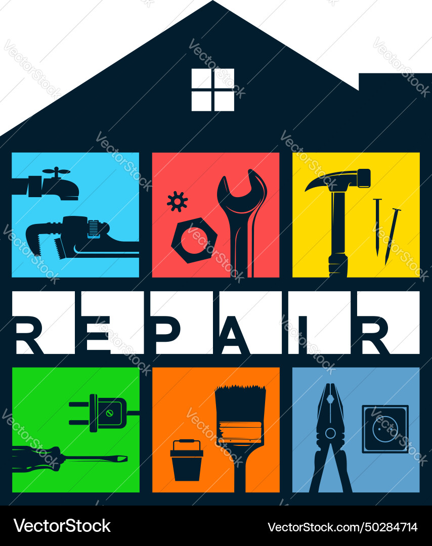 Home repair and service symbol with tool Vector Image