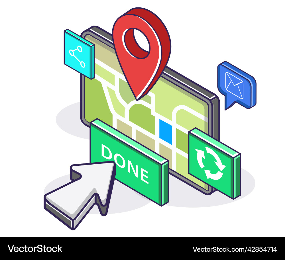 Location search in map app has been completed Vector Image