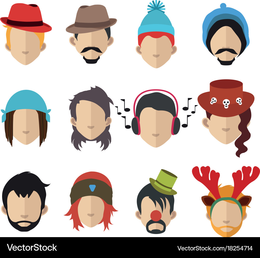 Set of people icons with faces Royalty Free Vector Image