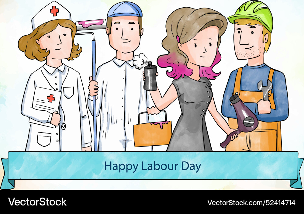Watercolor labour day concept Royalty Free Vector Image