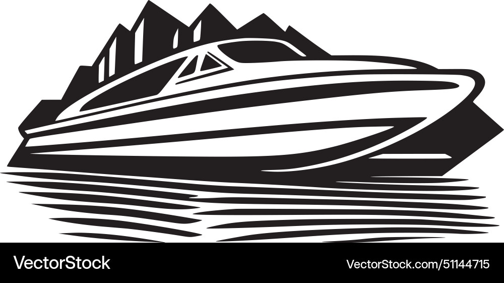 Boat - black and white Royalty Free Vector Image
